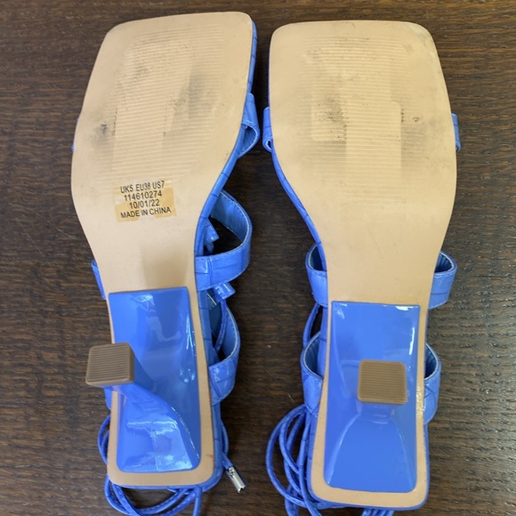 Topshop | Shoes | Topshop Periwinkle Croc Embossed Wrap Mid Heel ...